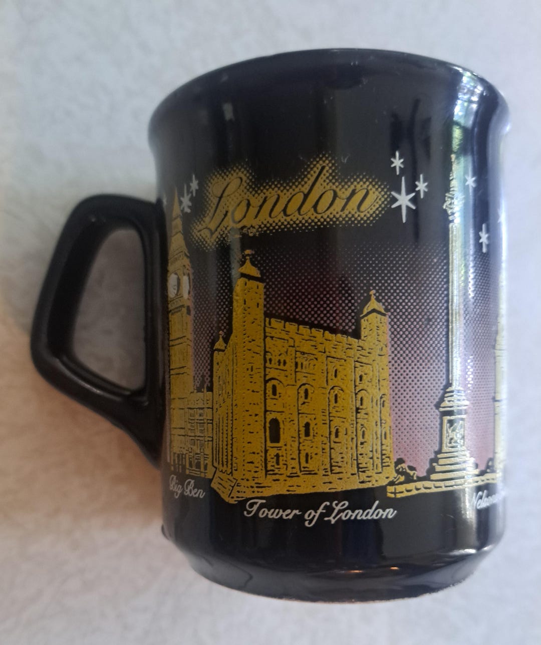 1990s Vintage London Bridge Souvenir Mug - Black Ceramic, Made in ...