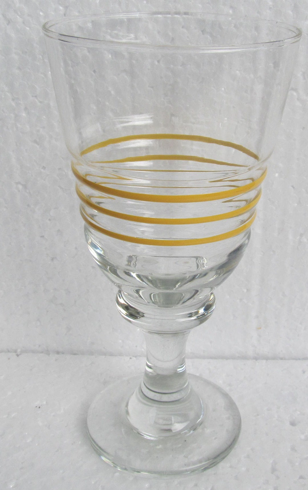 Fiesta Glass Goblet With Stripe Line Design Handblown Solid Stem & Base ...