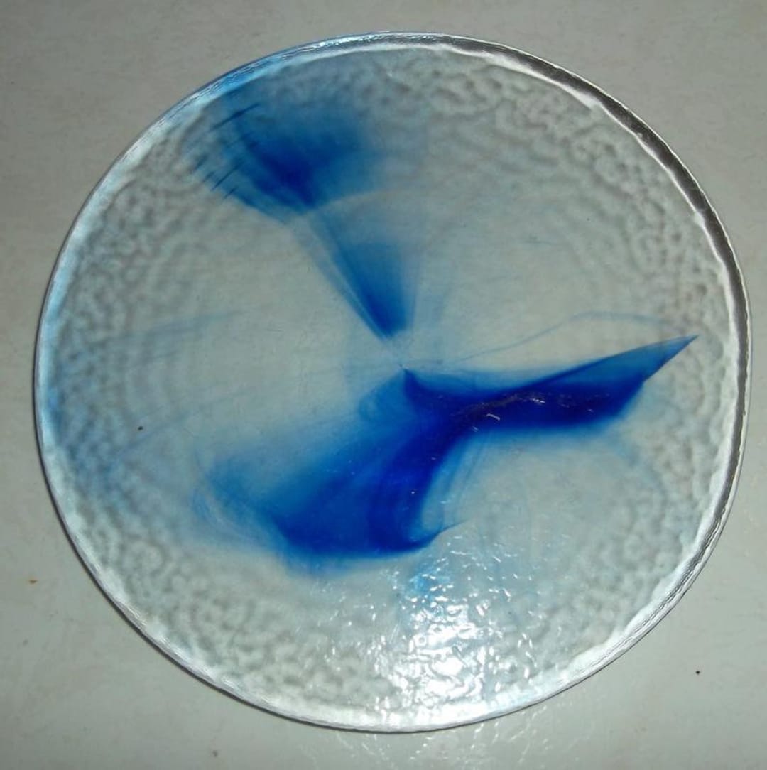 Bormioli Rocco Glass Handmade Dinner Plate Murano Cobalt Blue & Clear ...