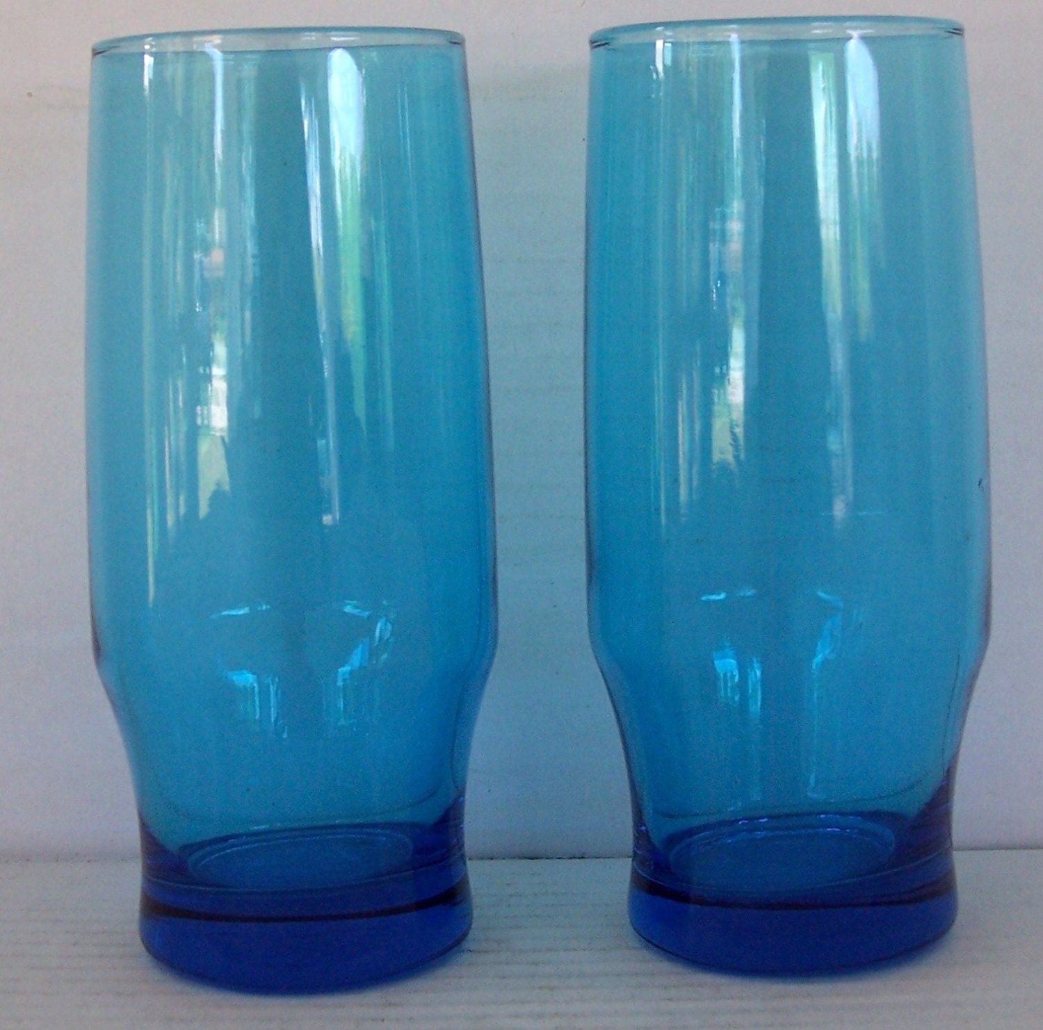 Vintage 2 Turquoise Blue Color Solid Slender Tall Depression | Etsy