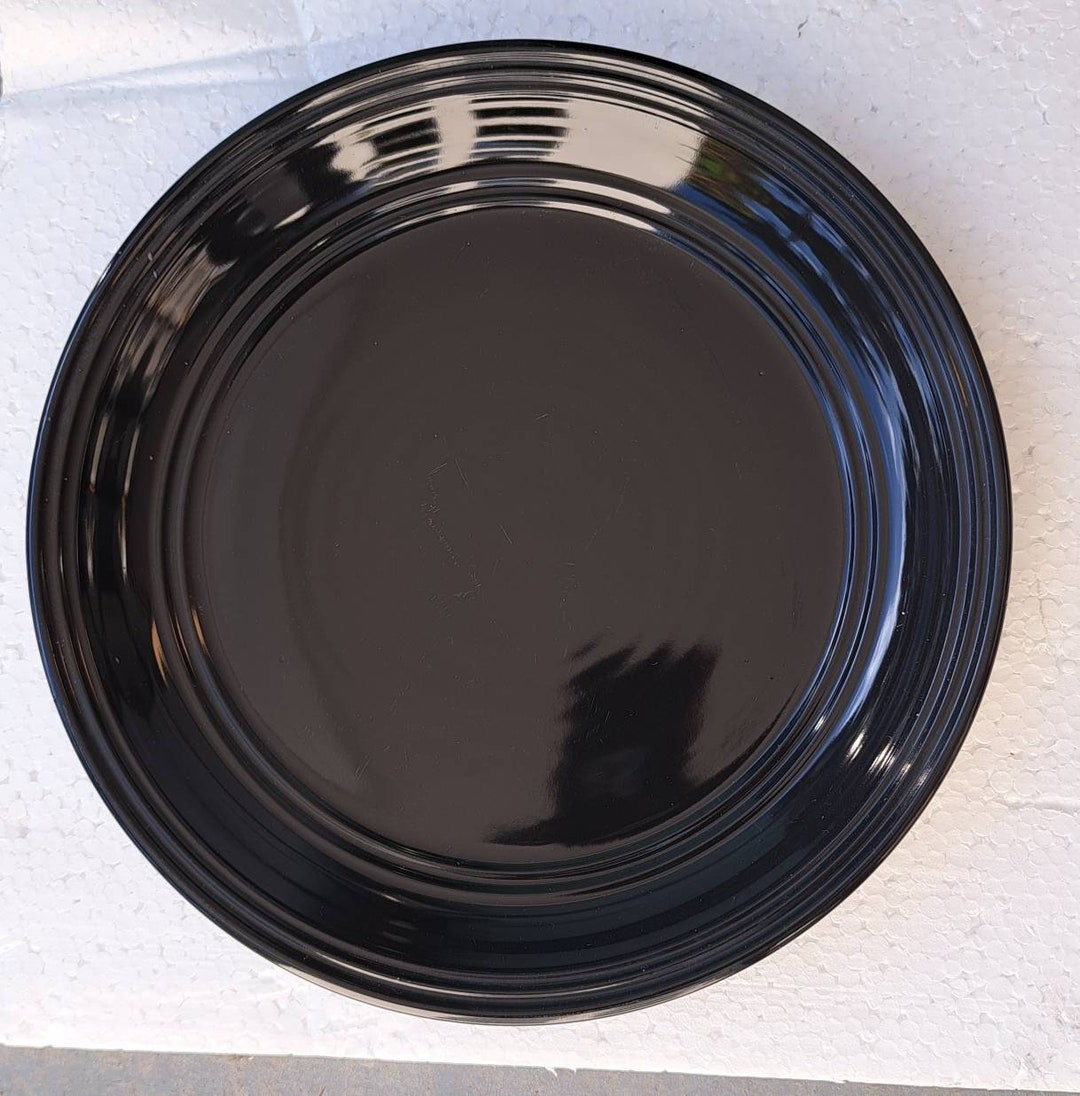 Mainstays (1) Dinner Plate Ringed Design Black Color Gloss Finish ...