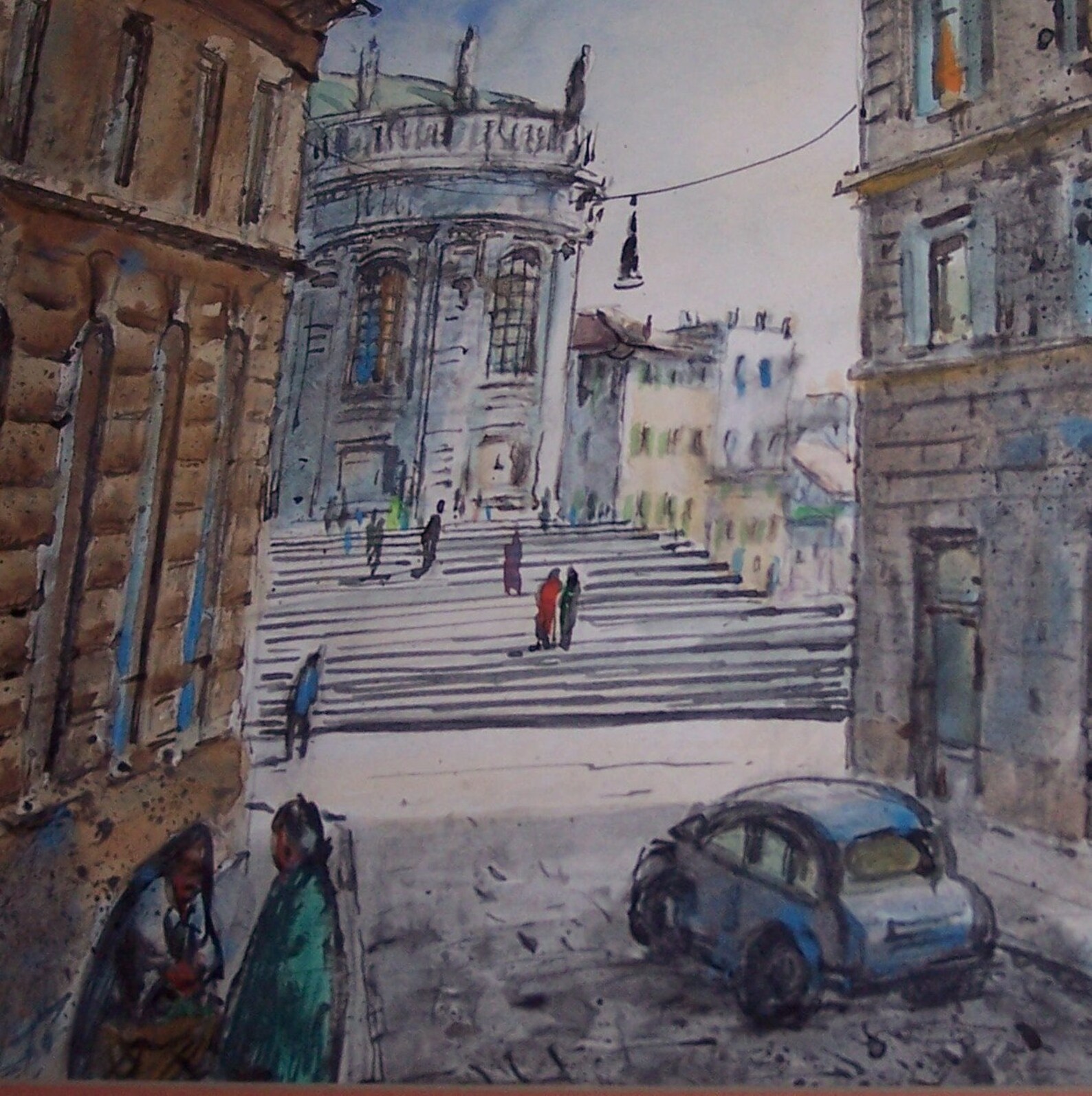 H.m.gasser Original Watercolor Painting in rome Signed by the Artist ...