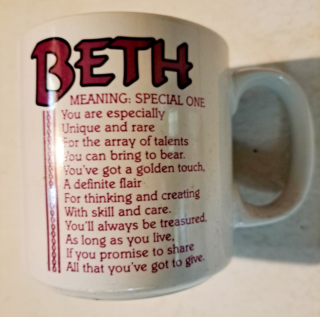 BETH Name Meaning Poem by Marci G. Coffee Collectible Name Mug Papel - Etsy
