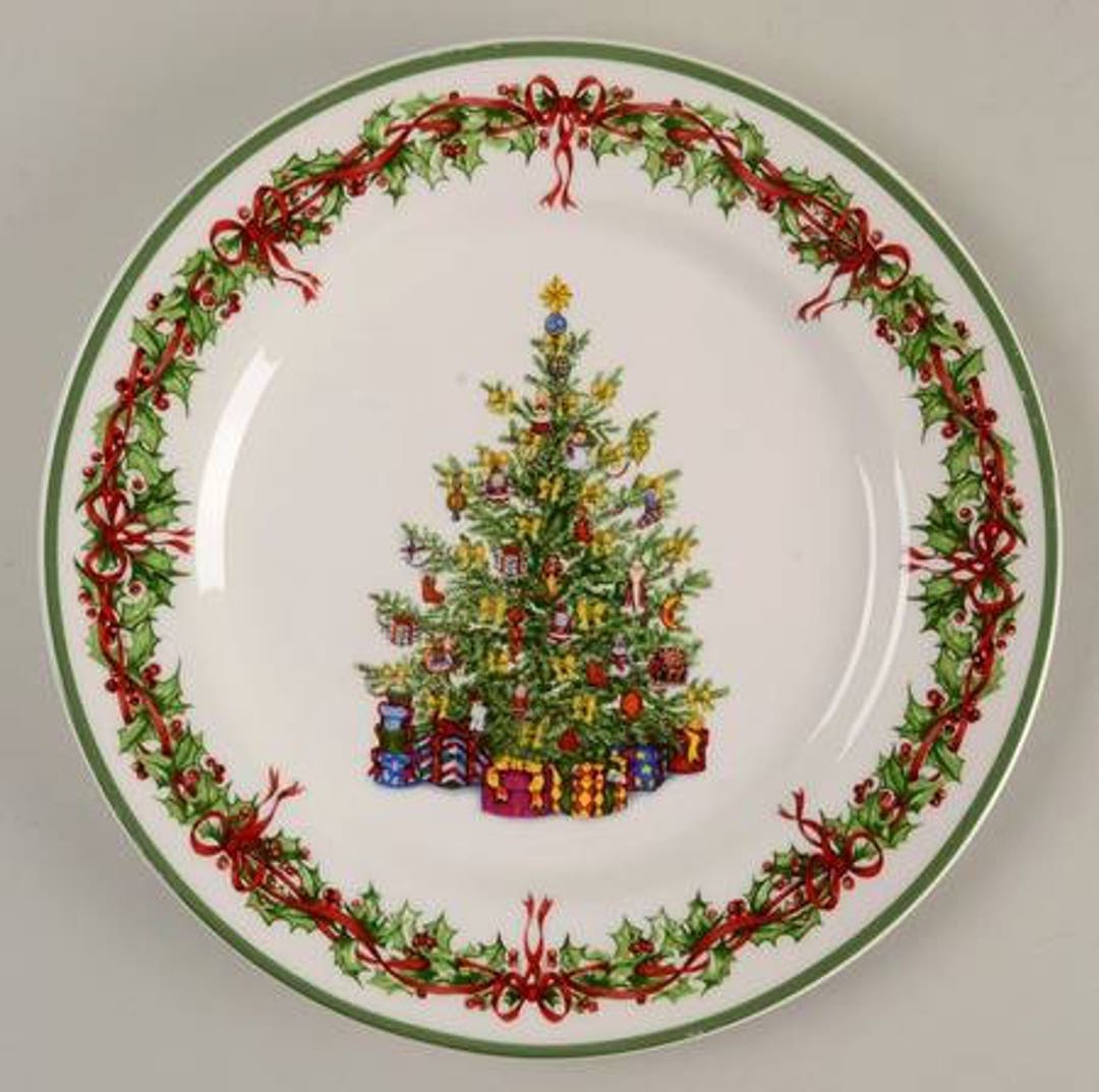 Christopher Radko Christmas Salad Plate: Holiday Celebration Tree, 8 3/ ...