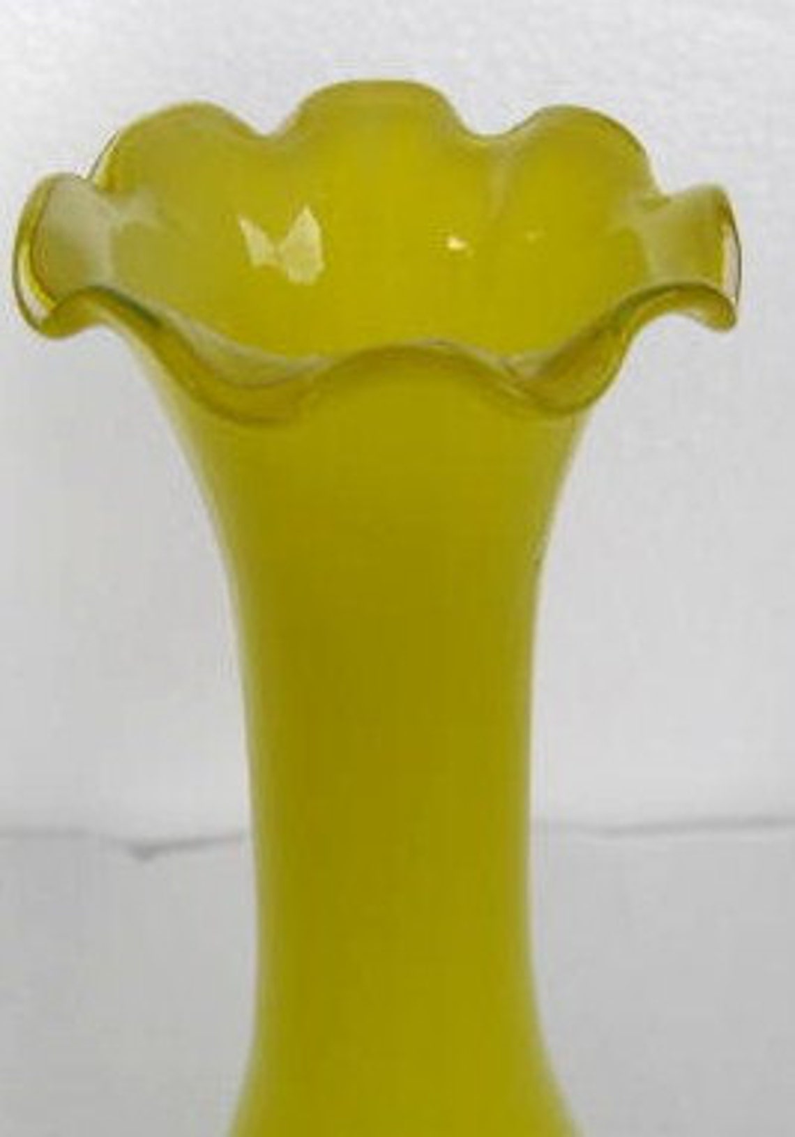 Handblown Mid-century Style Yellow Color Glass With Ruffled - Etsy