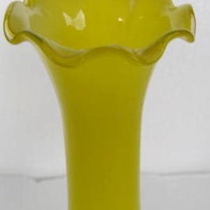 Handblown Mid-century Style Yellow Color Glass With Ruffled Top Design ...