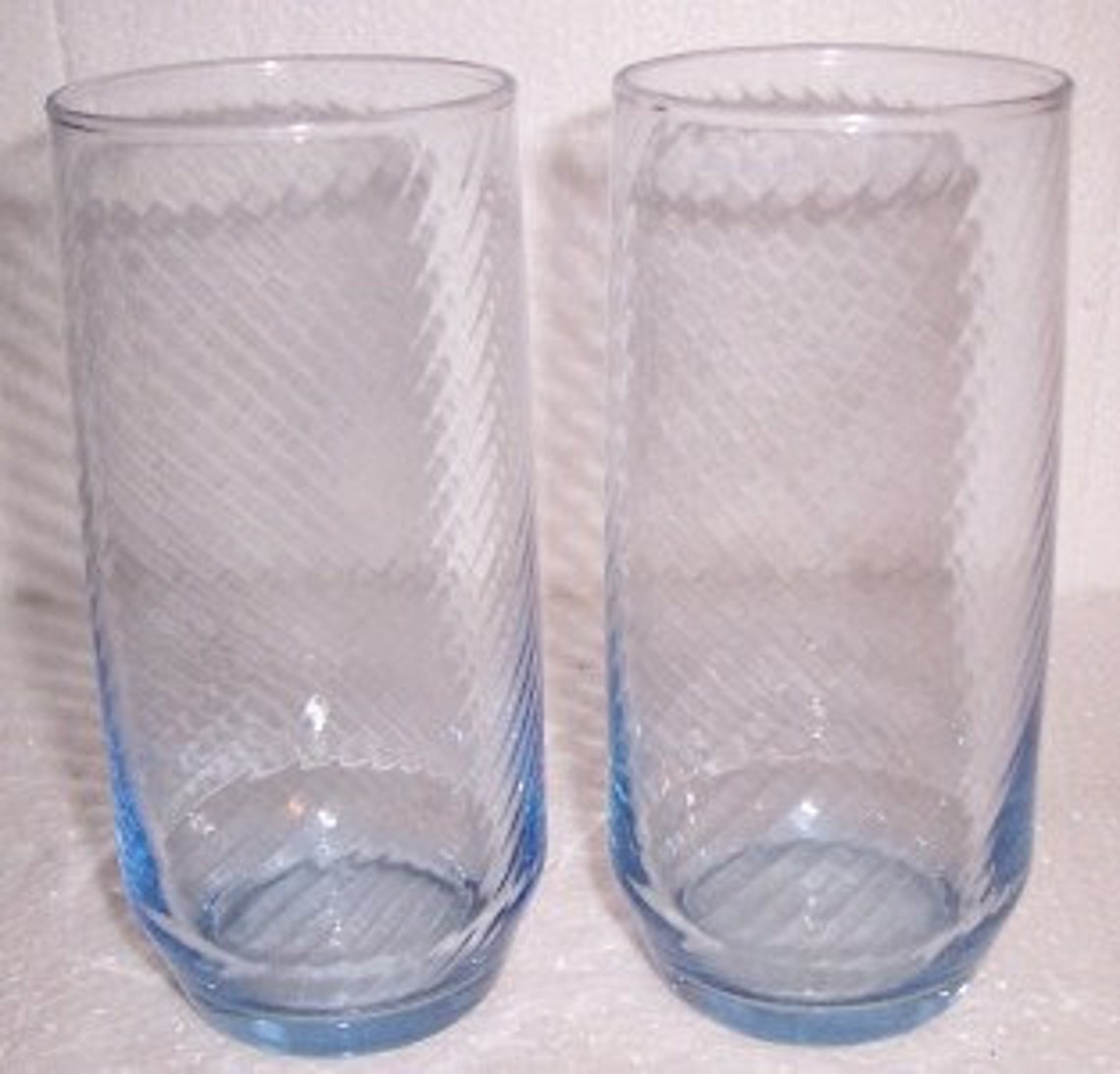 Vintage 2 Large Swirl Designed Pressed Shape Glass Tumblers - Etsy