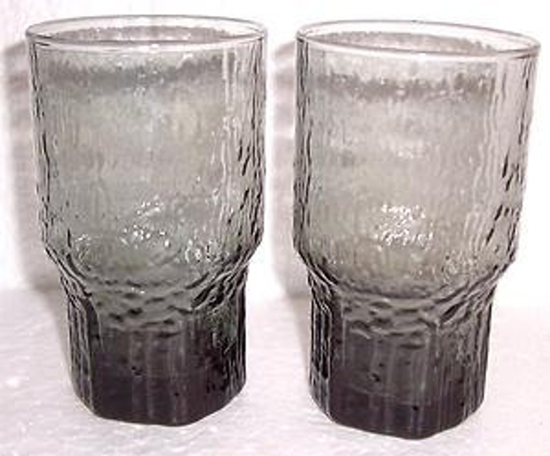 Vintage 1960's Indiana Glass Textured Sereno Gray Color Glass Tumblers ...