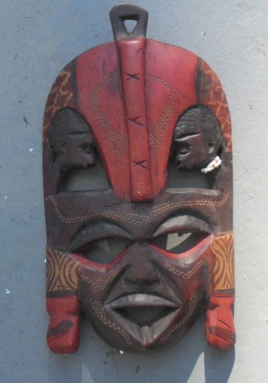 African Hand Carved Warrior Tribal Wood "face Mask" Wall Mask Sculpture ...