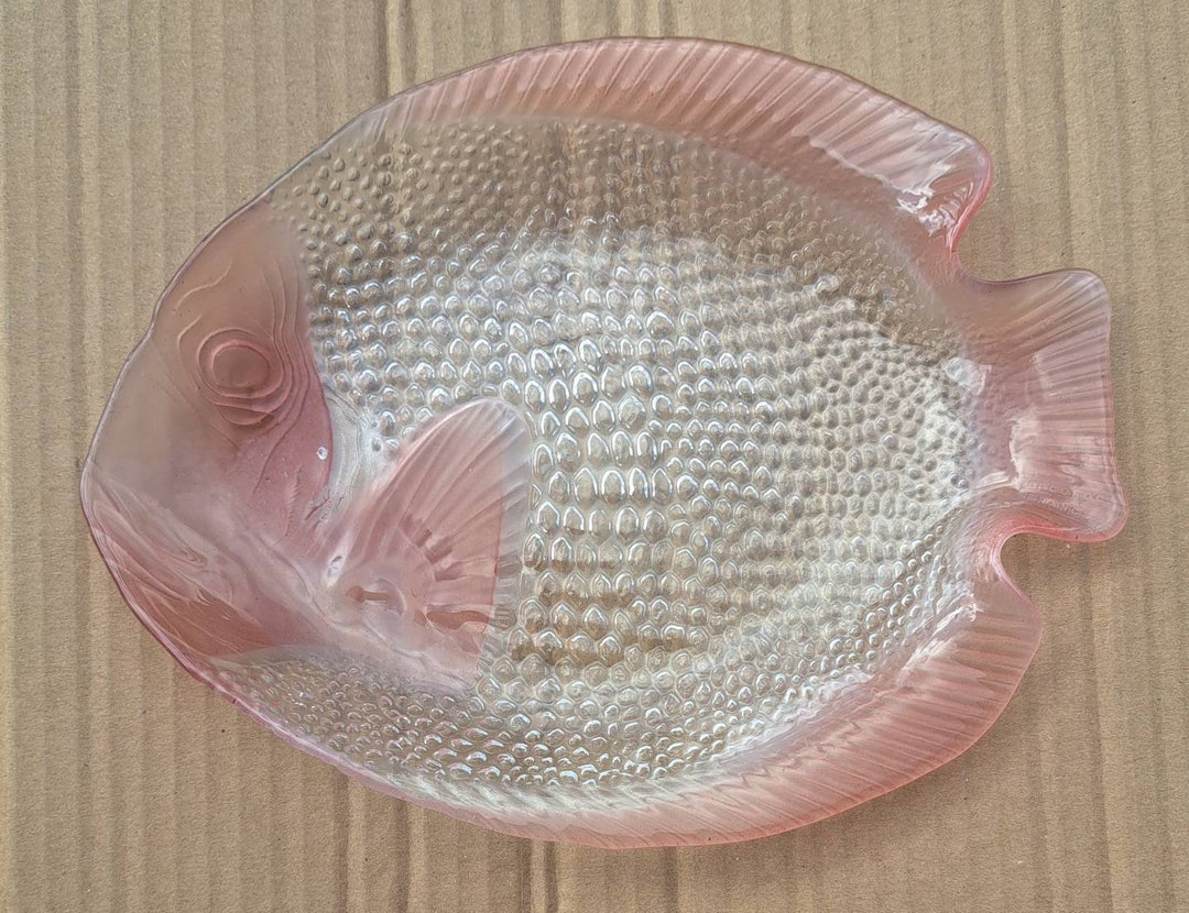 Arcoroc Pink Pressed Glass Fish Plate: French Dinner Serving Dish - Etsy
