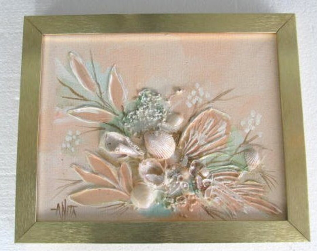 Original Seashell Mixed Media Abstract Handmade Painting Signed by ...