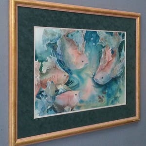 Original & Signed Phyllis Knight Mixed Media Art FISH Collage ...
