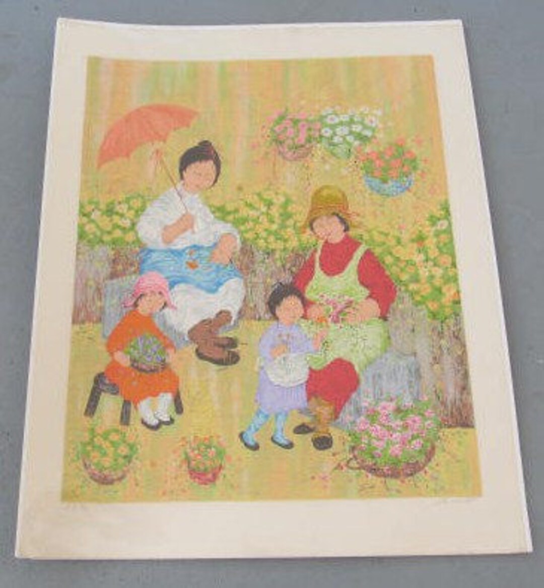 Mildred Barrett Lithograph Art Print: "mother and Children" Signed ...