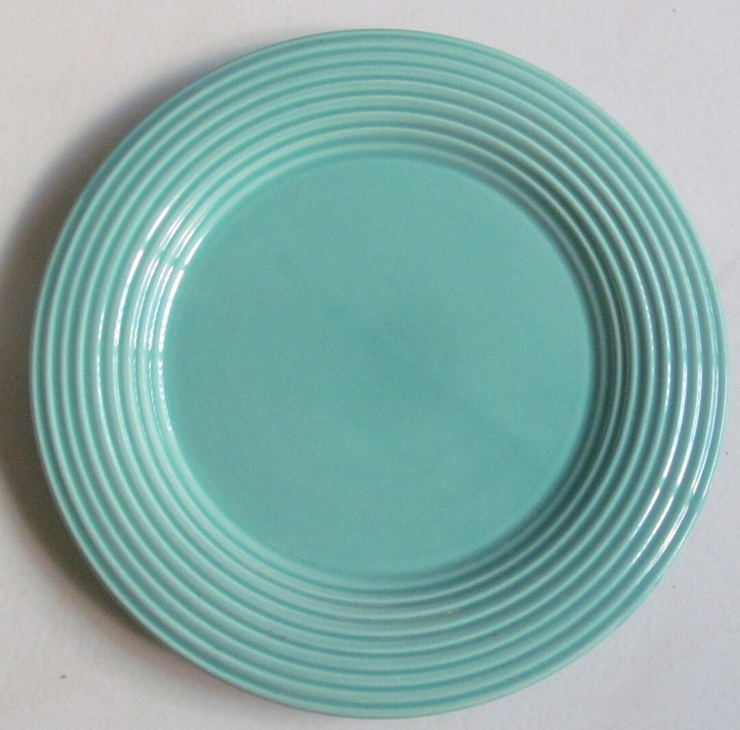 Teal Green Color Stoneware Ringed Style Large Dinner Plate 10" by FAPOR ...