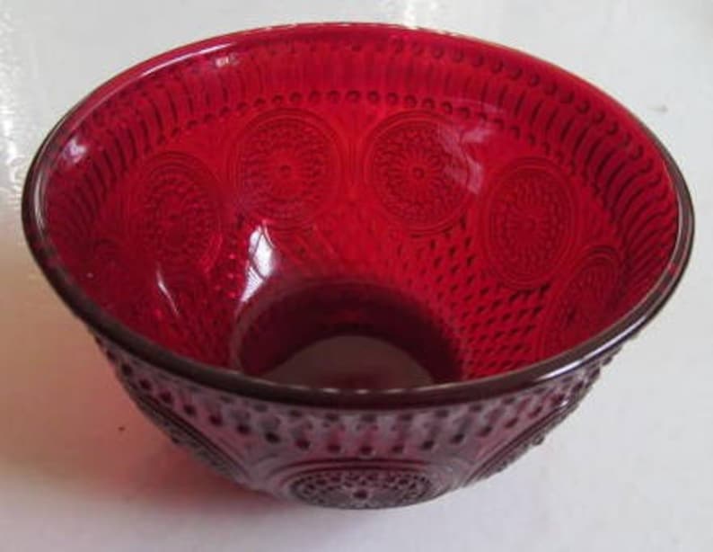 Ruby Red Pressed Glass Designed Glass Dinner/dessert Serving Bowl 5" - Etsy