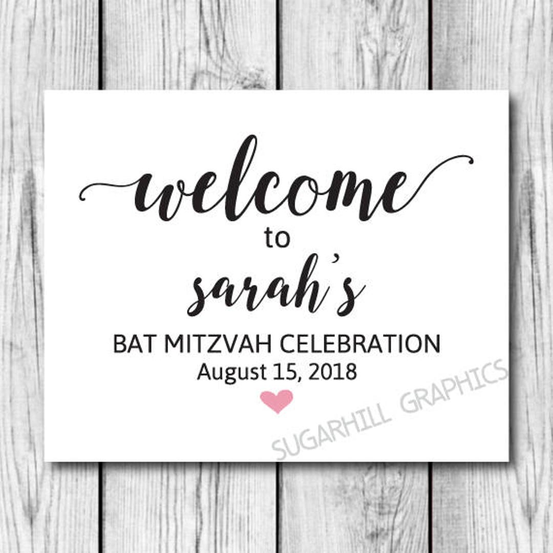 Bat Mitzvah Welcome Sign Printable Bat Mitzvah Welcome Sign - Etsy