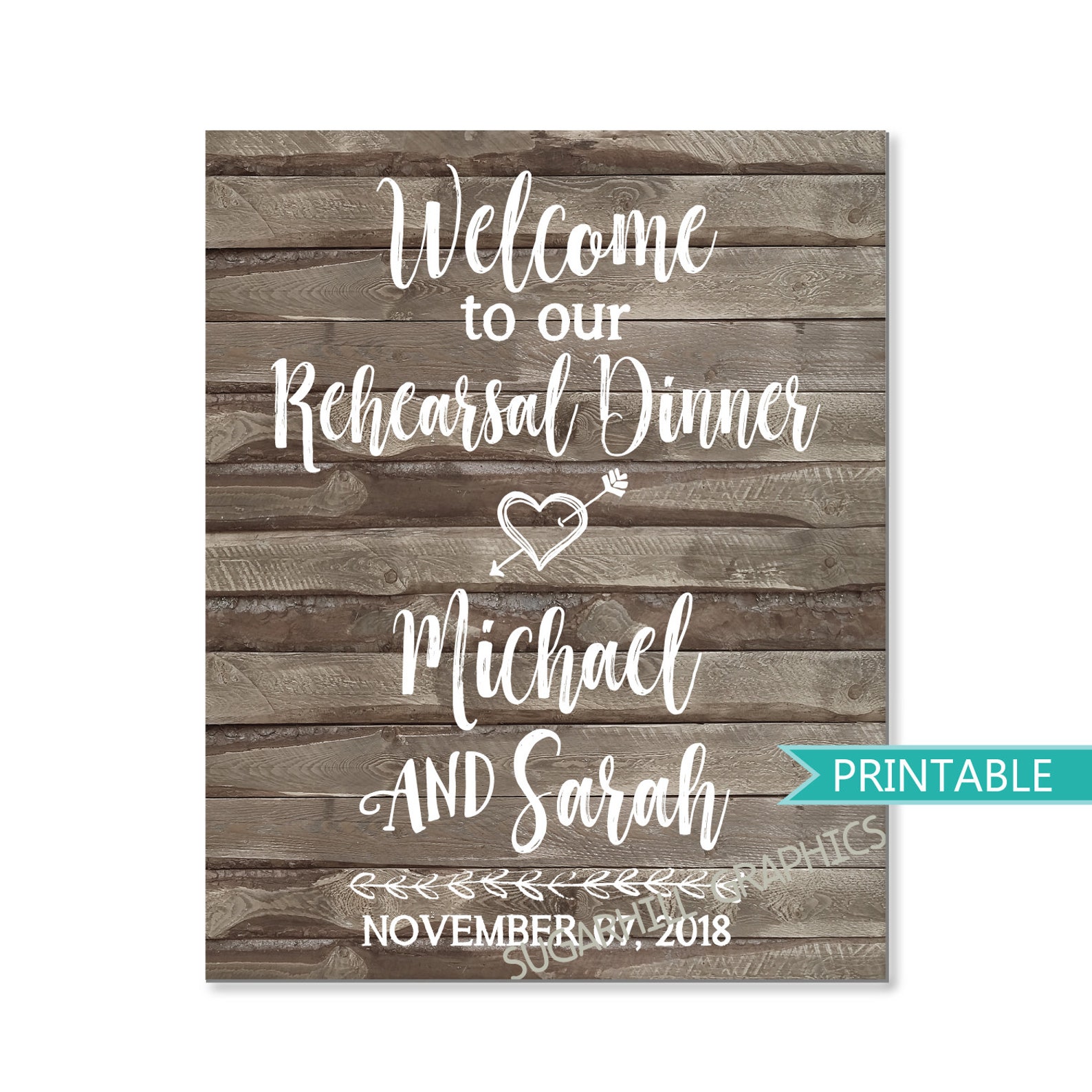 Rustic Welcome Rehearsal Dinner Sign Printable Wood Welcome | Etsy