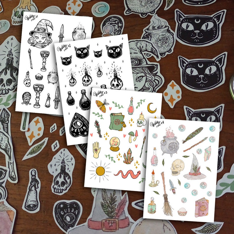 Witchy Printable Stickers Pack / Print and Cut Stickers / Digital ...