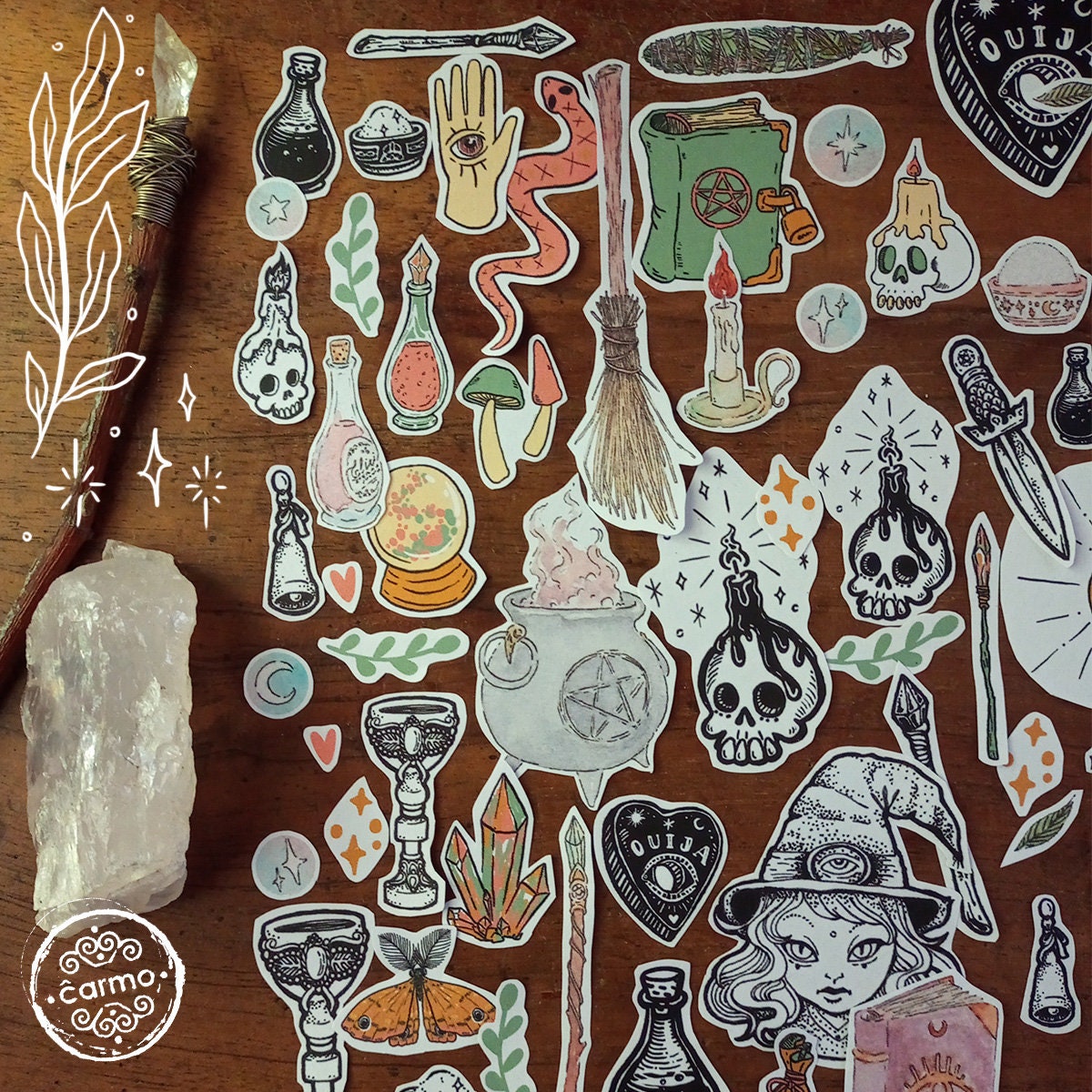Witchy Printable Stickers Pack / Print and Cut Stickers / Digital ...