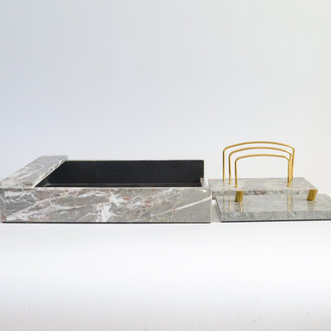 Marble Desk Set Marble In/out Tray Marble File Holder - Etsy