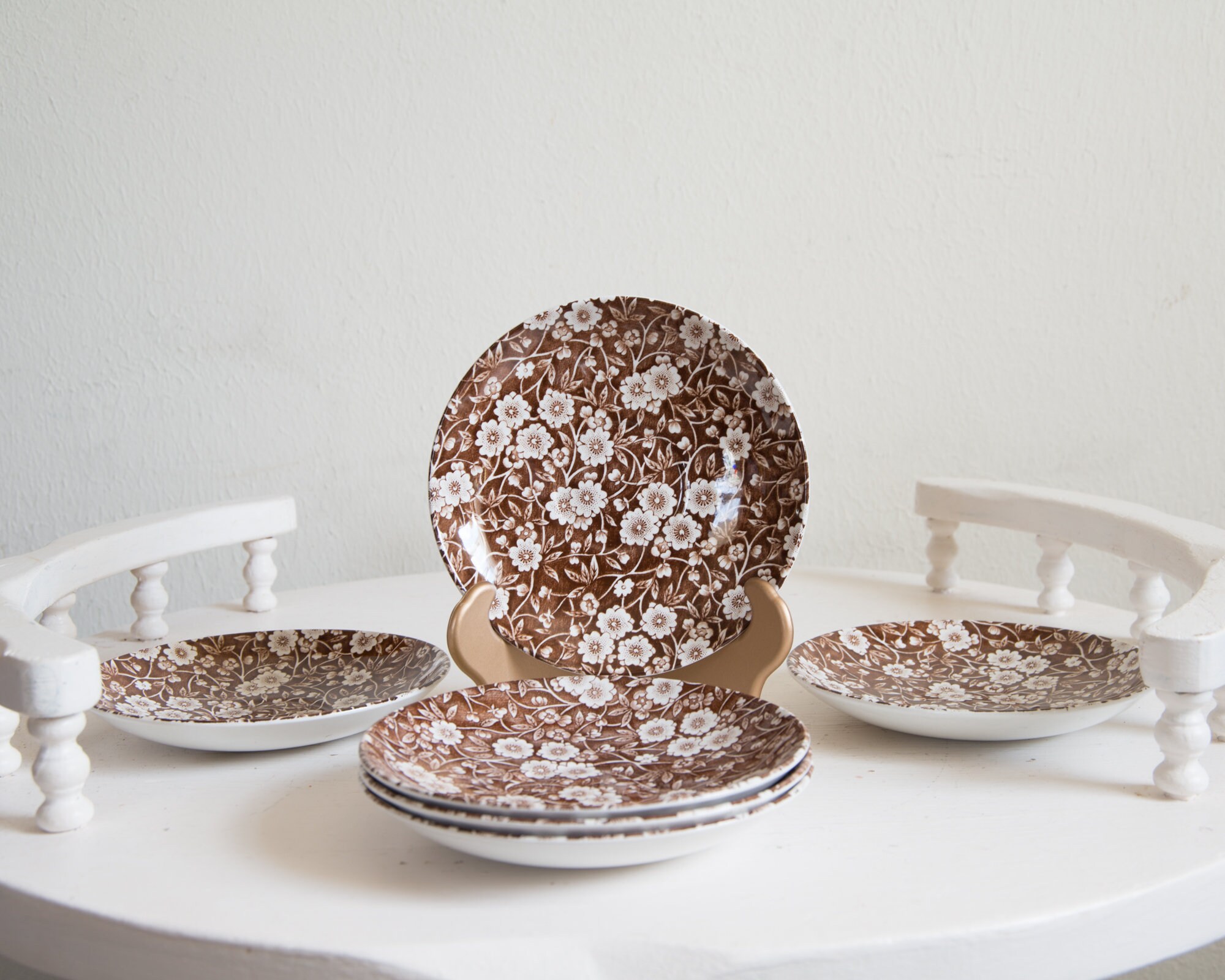 Vintage Brown Calico China Saucer Sold Individually Crownford - Etsy UK