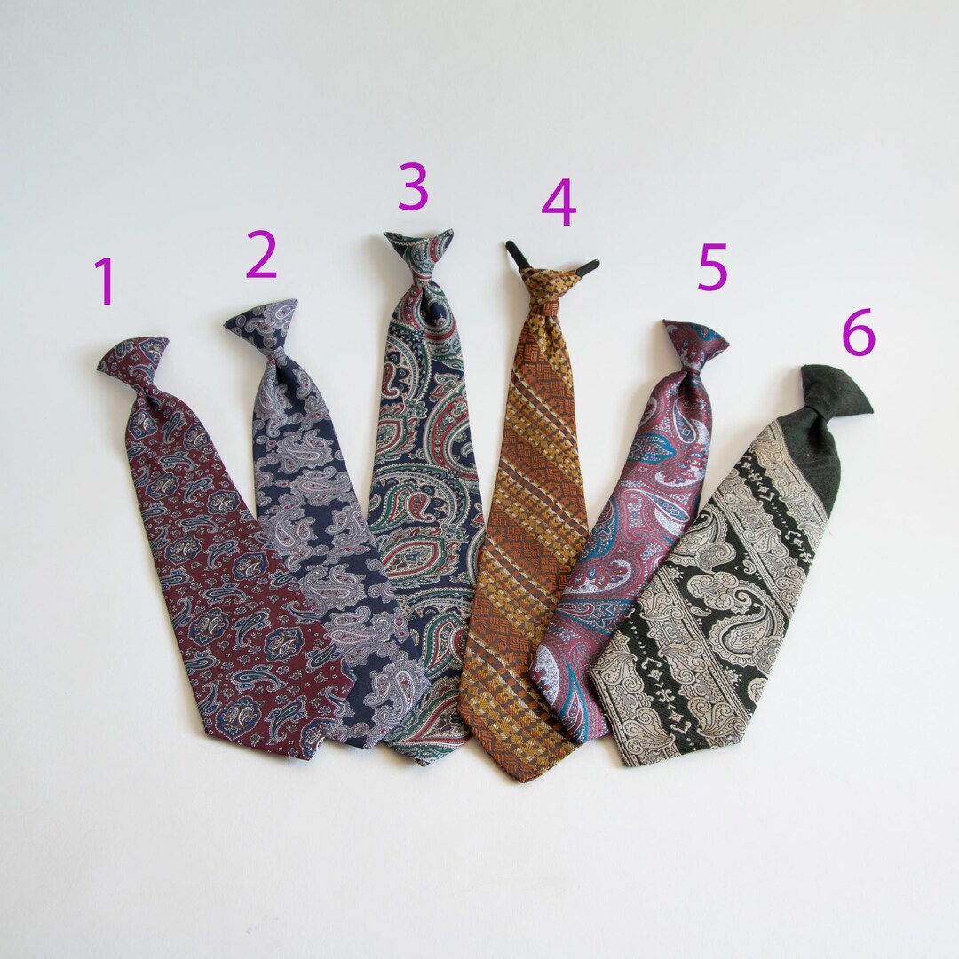 Vintage 70s Clip-on Necktie: Retro MOD Paisley & Striped Ties - Etsy