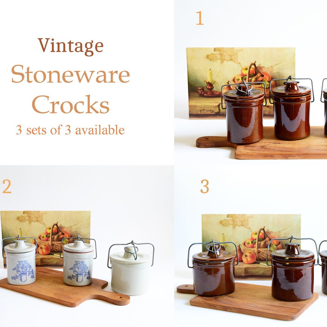 Stoneware Crocks W/ Clasp Kitchen Storage Rustic Kitchen - Etsy