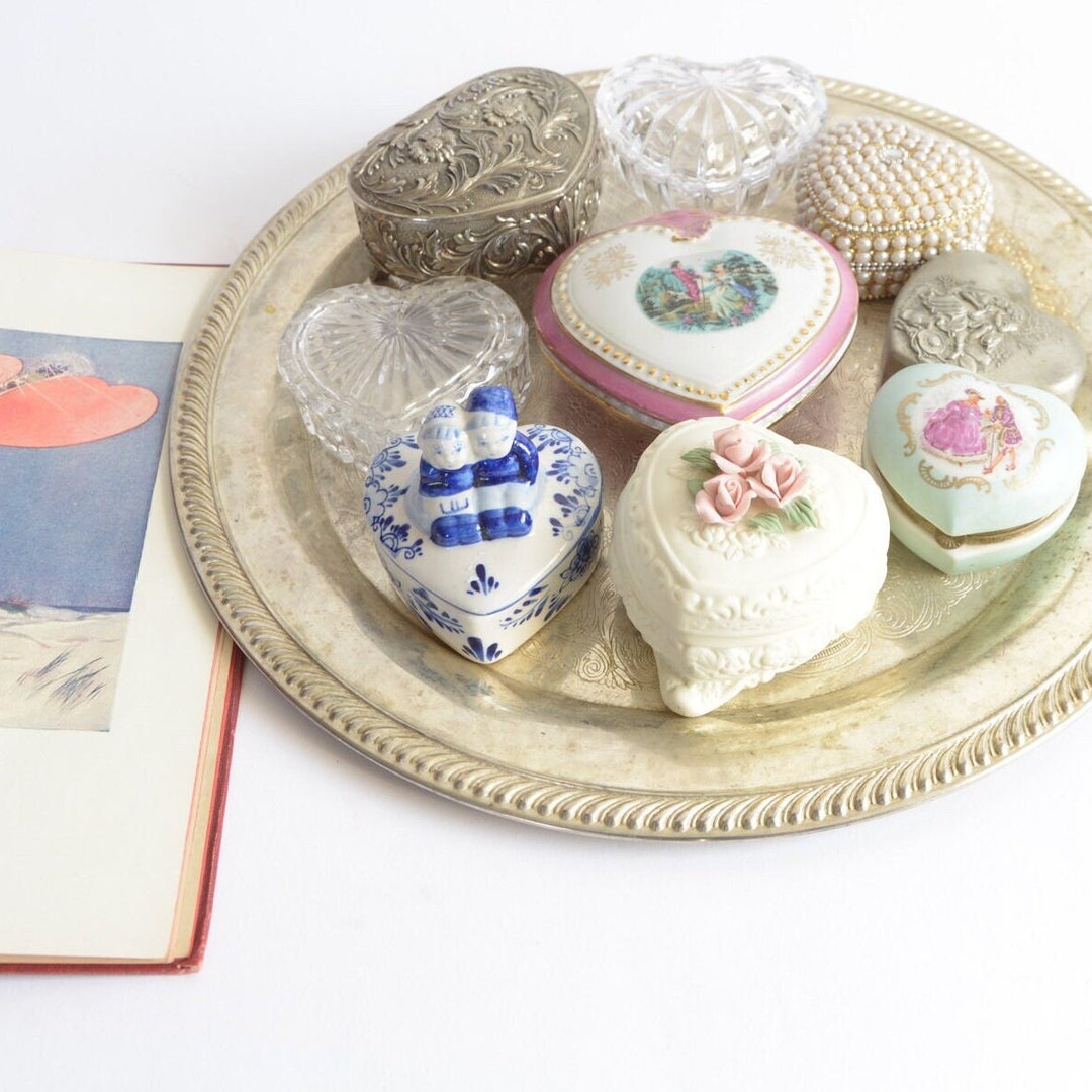 Vintage Heart Trinket Boxes Your Choice | Ceramic, Pewter, Crystal ...