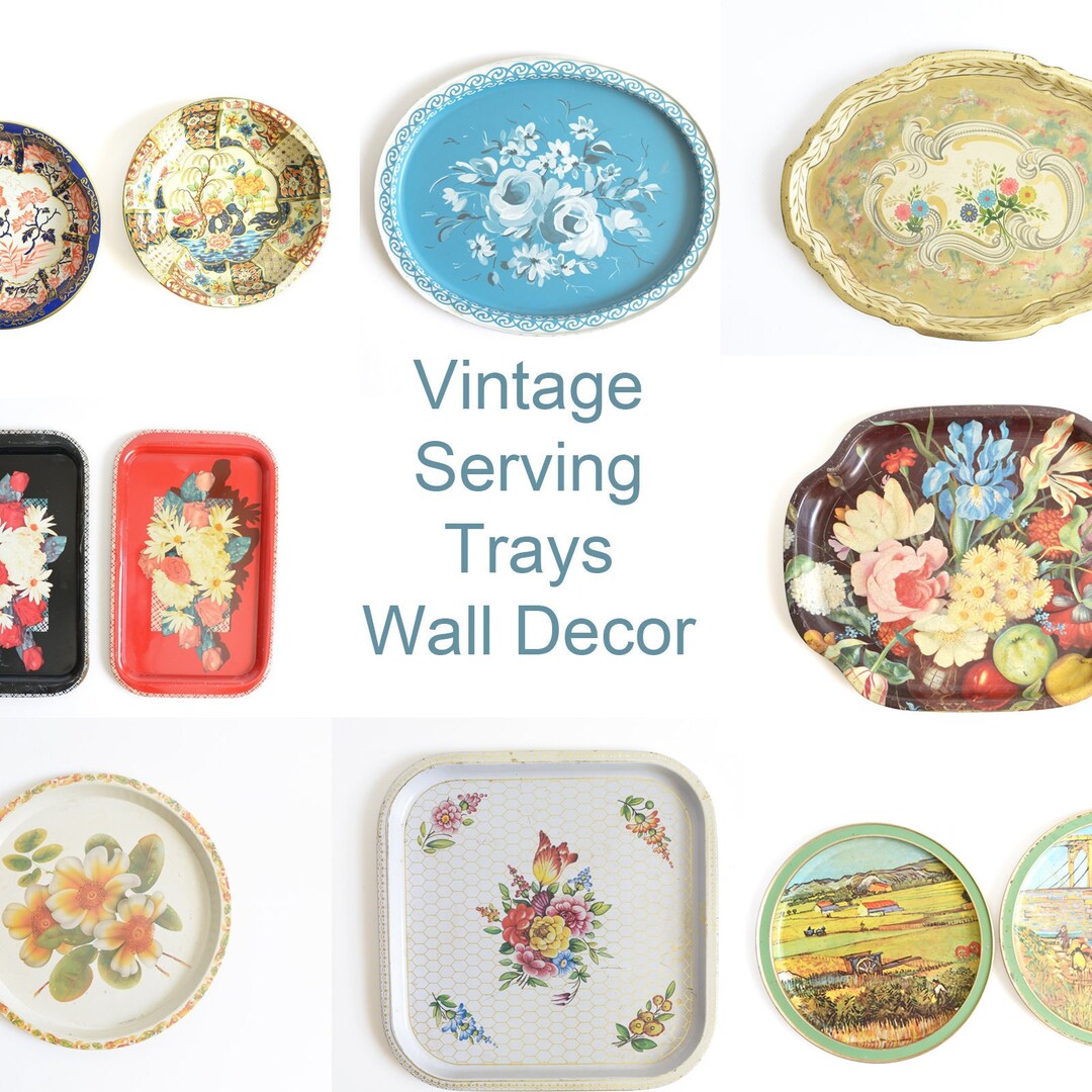 Wall Decor Trays | Metal Serving Trays | Wall Decor | Floral Tole Style ...