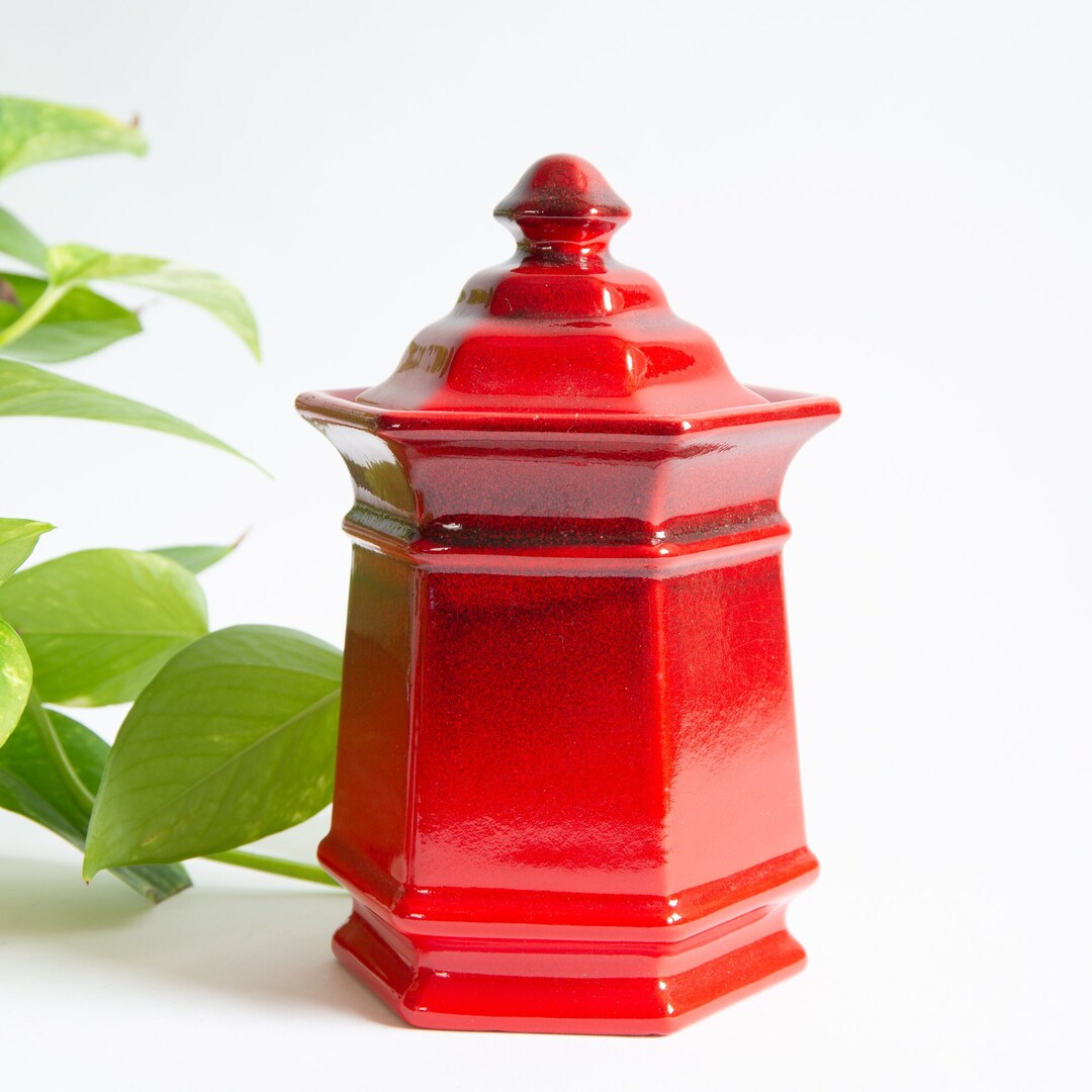 Red Heager Canister | Heager Ceramic Red | Retro Decor | 70s Decor ...