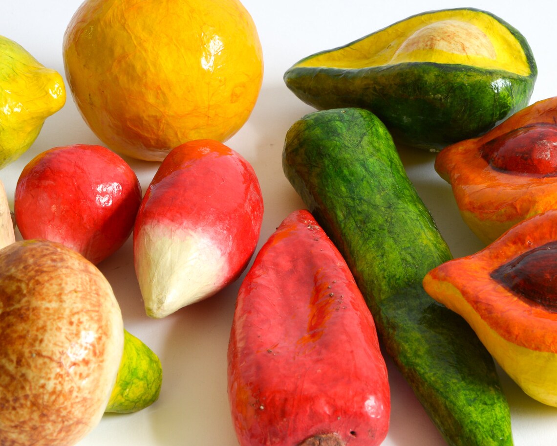 Vintage Mexican Paper Mache Fruit Vegetables Bright Colorful Etsy vintage-mexican-paper-mache-fruit-vegetables-bright-colorful-etsy