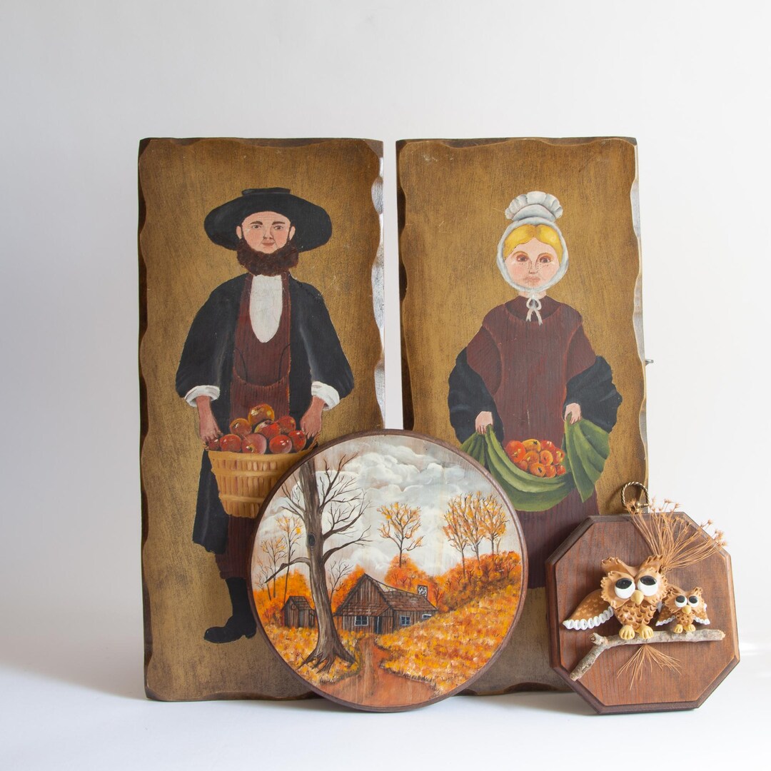 Fall Decor Collection | Hand Painted Wall Decor | Amish Couple | Fall ...