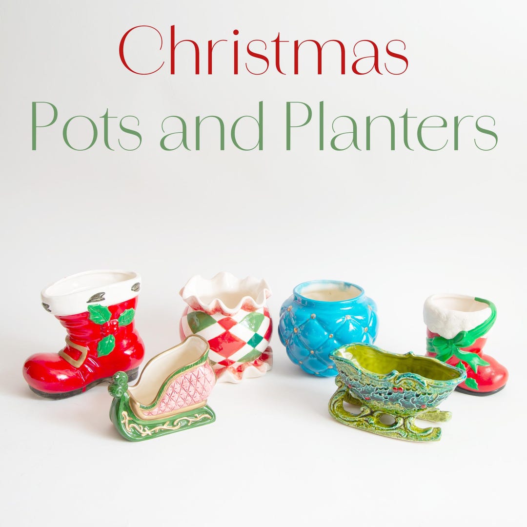 Vintage Christmas Planters Your Choice | Santa Boots & Holiday Sled ...