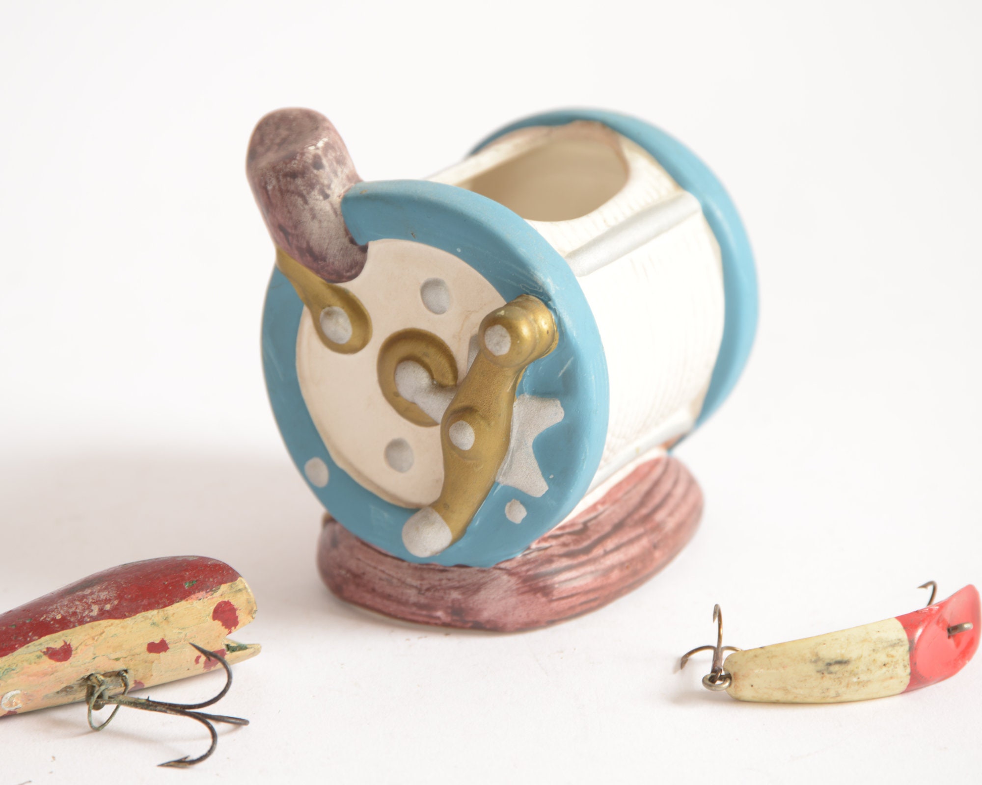 Vintage Fishing Reel Planter Vintage Planter for Man Cave Planter Gift ...