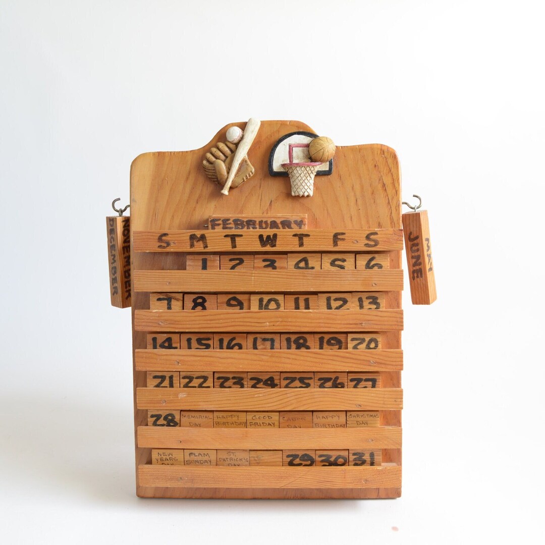 Kid Calendar Baseball Theme | Wood Perpetual Calendar | Manual Calendar ...