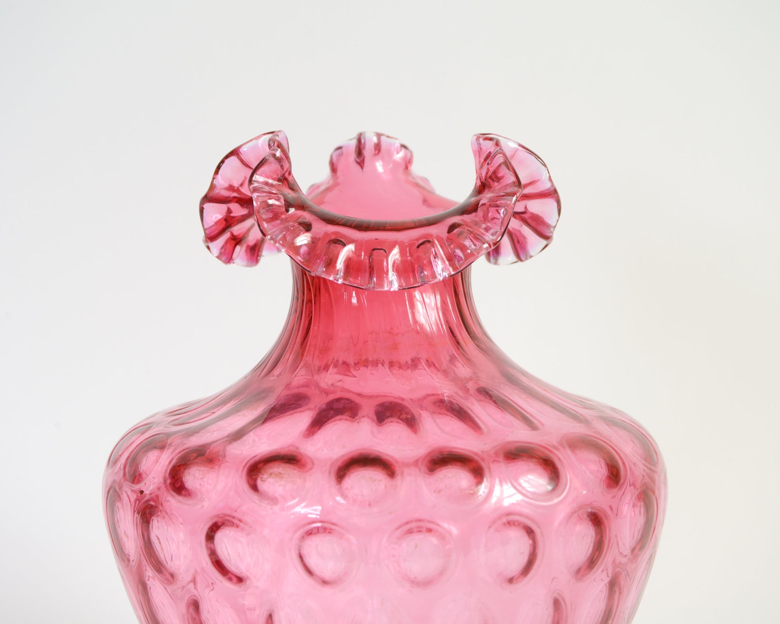 Fenton Glass Cranberry Fenton Vase Double Crimped Ruffled Rim - Etsy