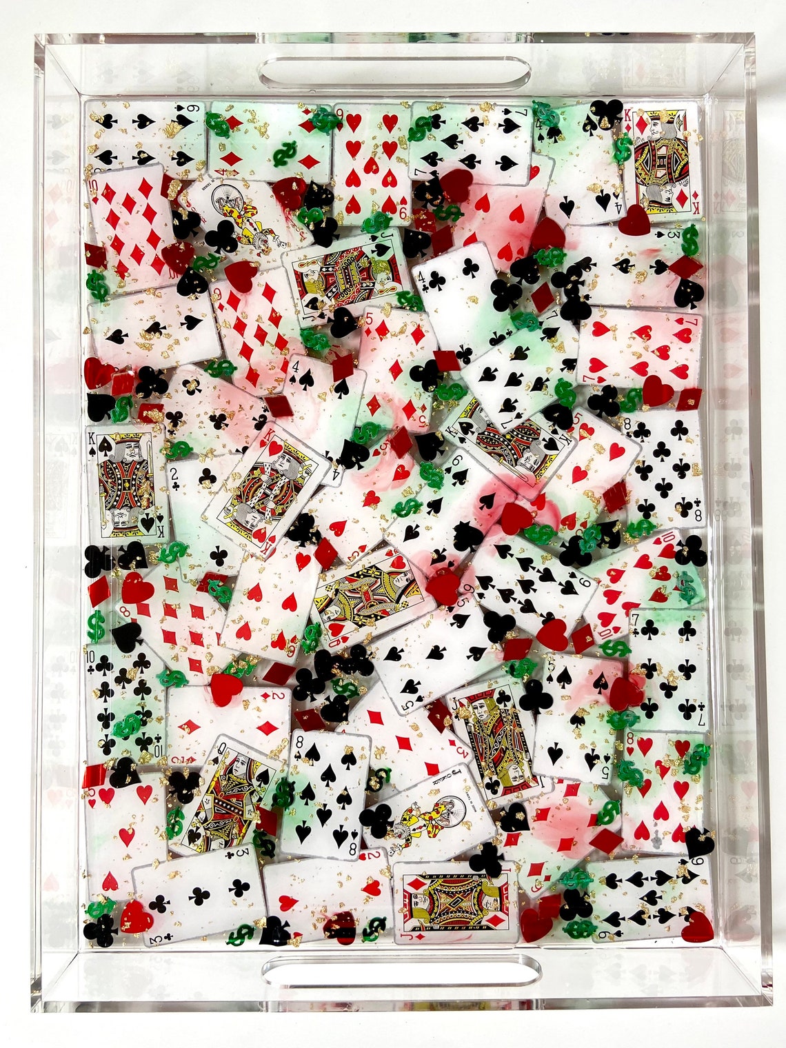 Clear Acrylic/resin Tray Playing Cards Confetti& Gold | Etsy