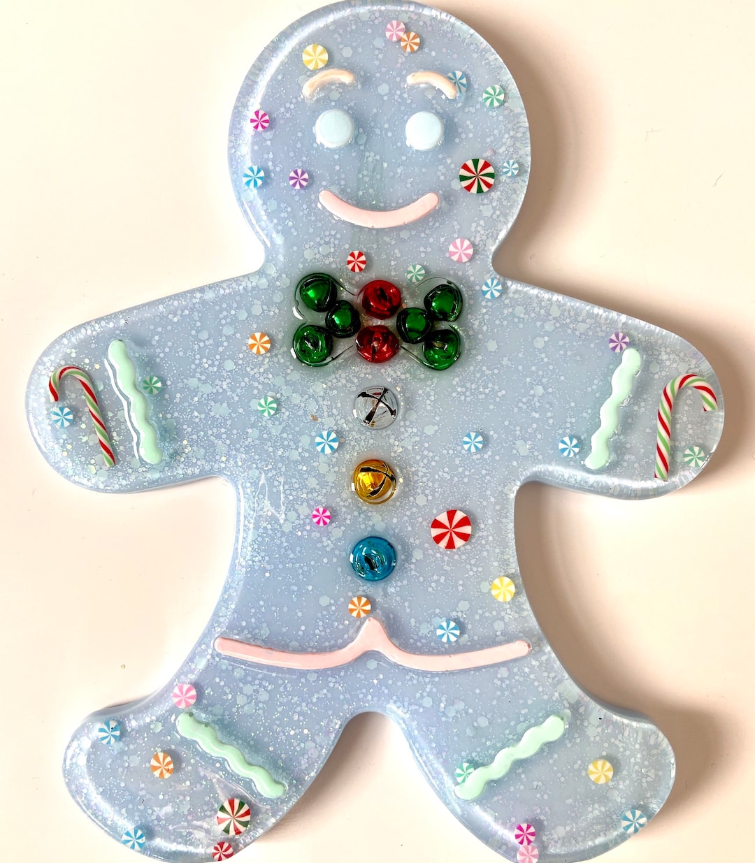 Resin Gingerbread Man Statue Pastel Blue/ Iridescent Glitter - Etsy