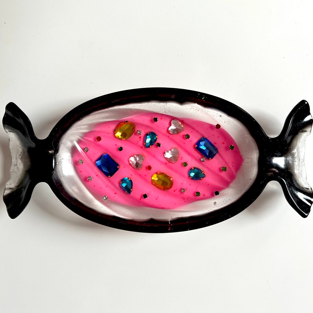 Resin Candy Dish Neon Pink & Rainbow Gems, Black - Etsy
