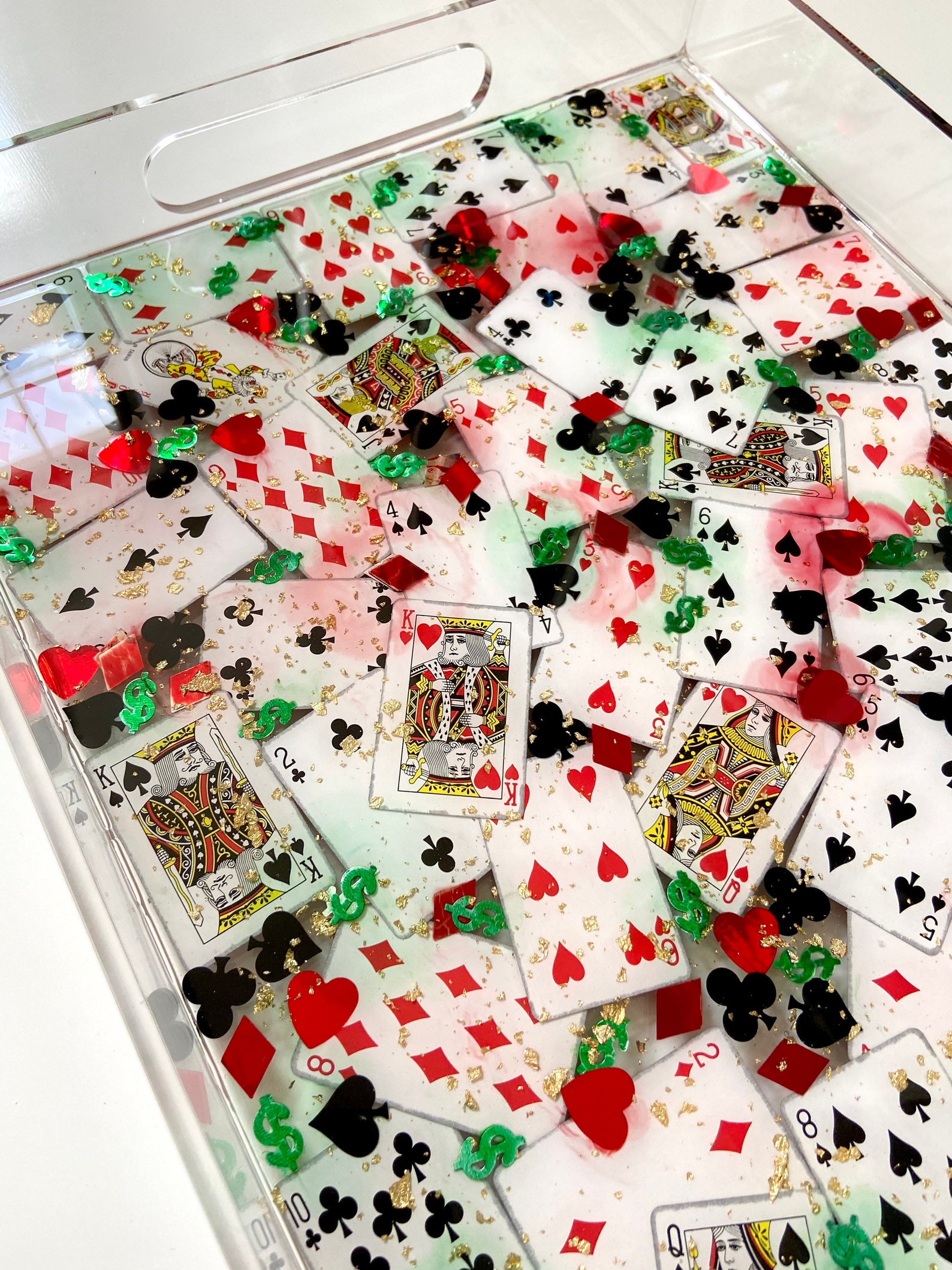 Clear Acrylic/resin Tray Playing Cards Confetti& Gold - Etsy