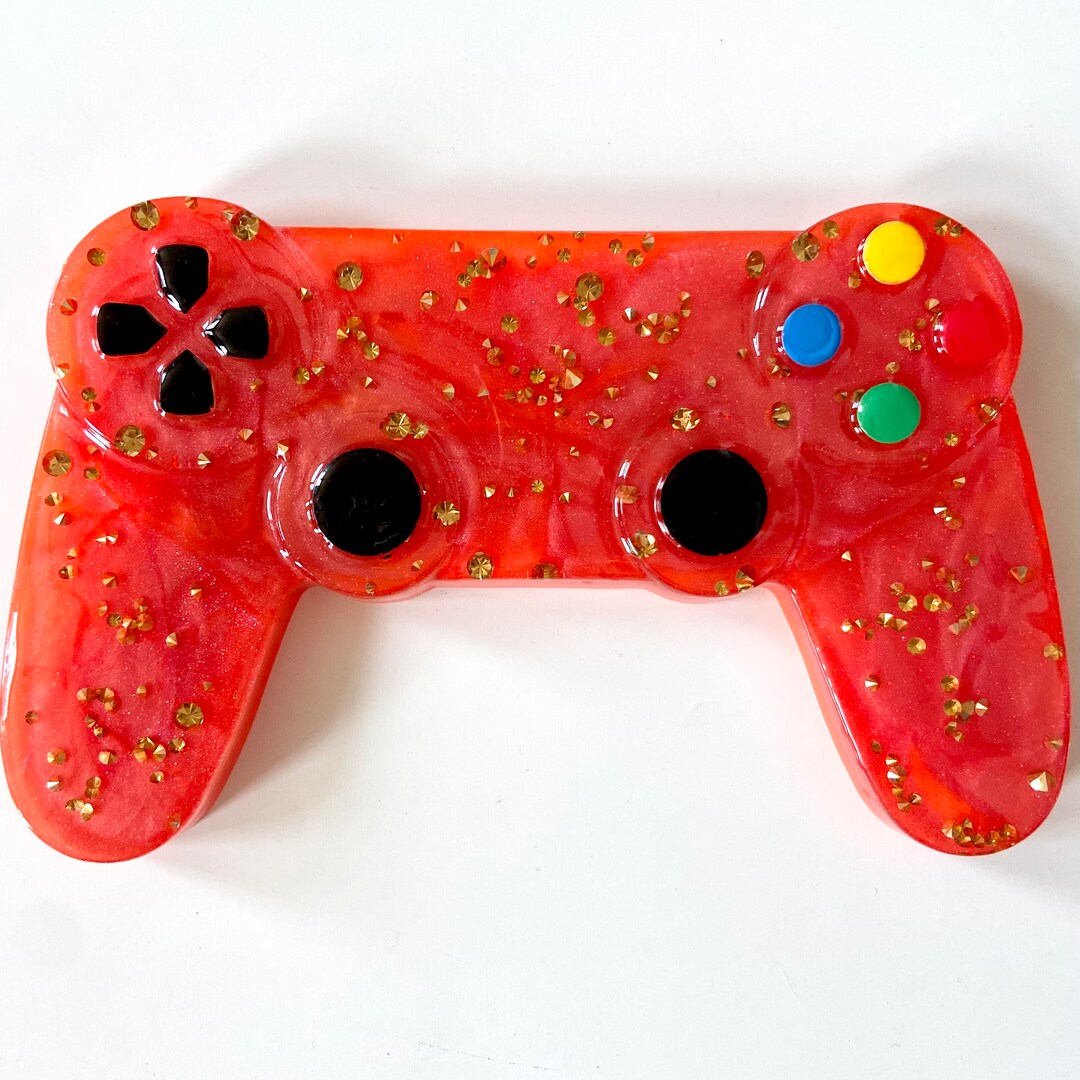 Resin Video Game Controller Statue Gold Gems/shimmery Magenta/ Neon ...