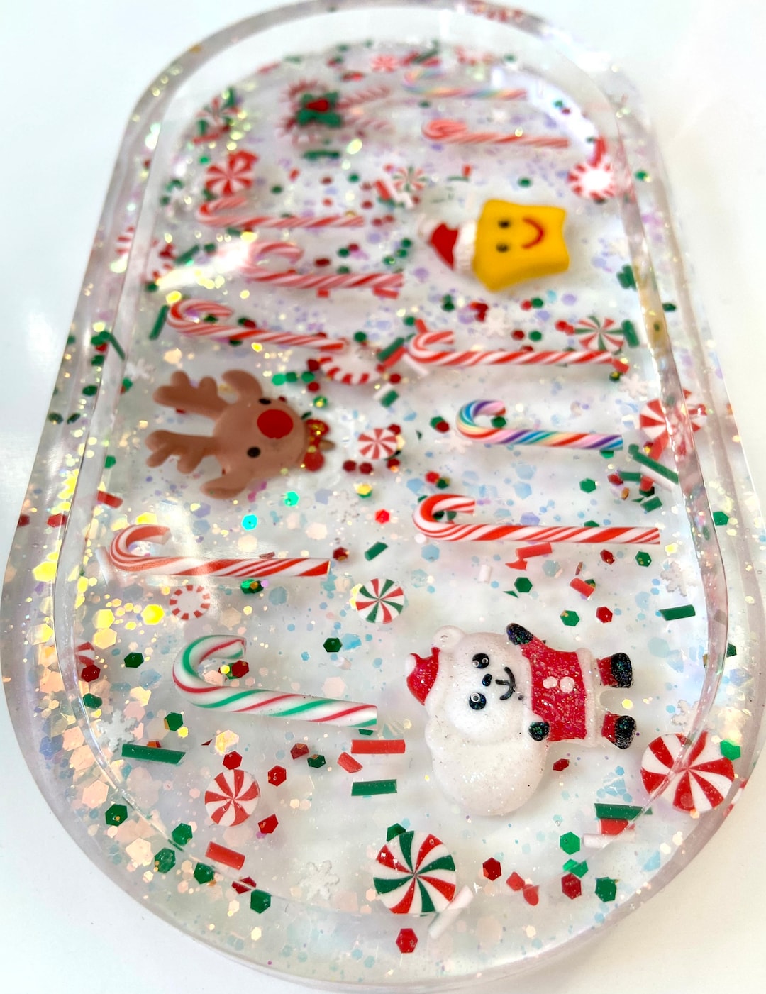 Candy Cane Forest Resin Tray Iridescent Glitter - Etsy