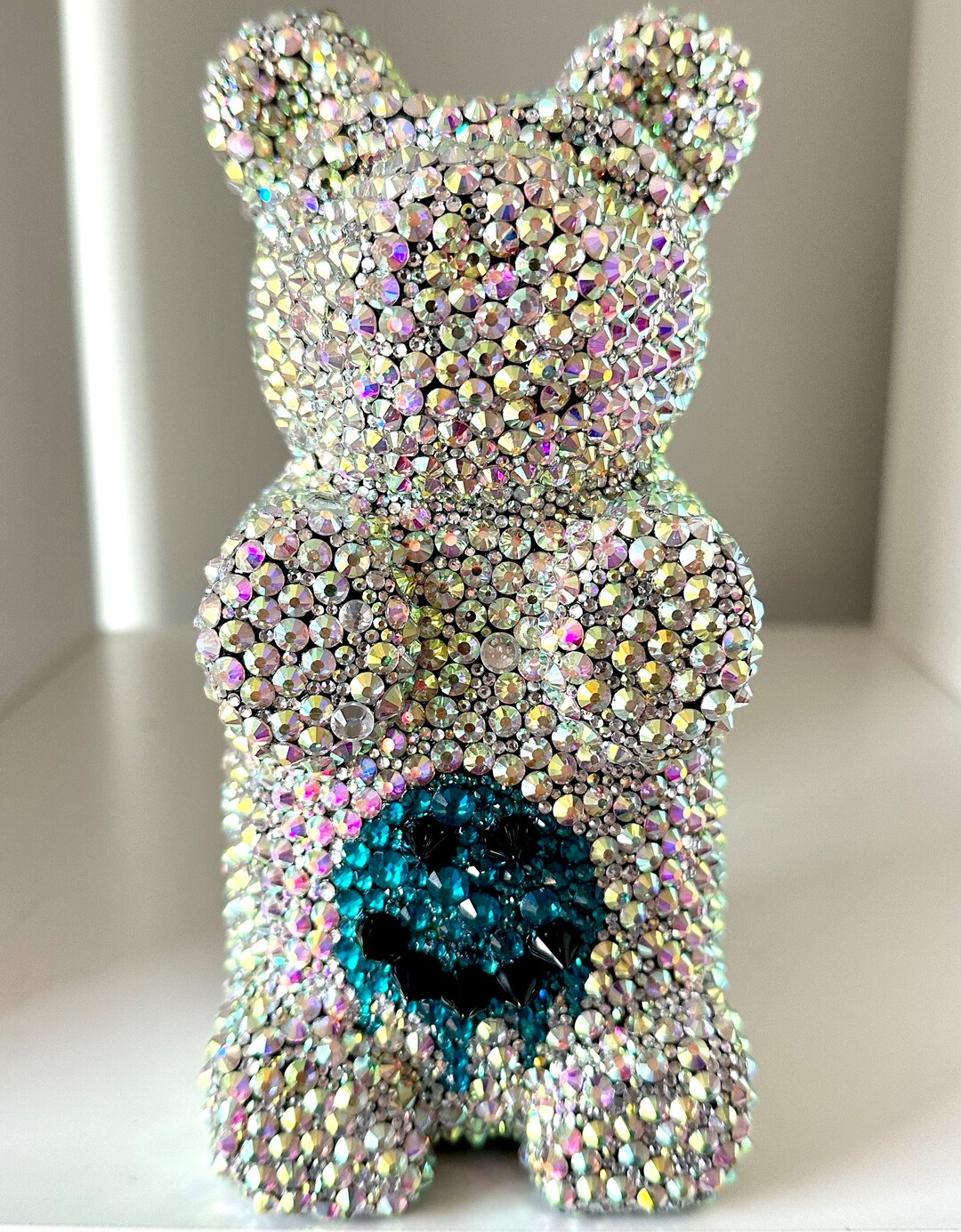 Giant Resin Gummy Bear Statue- Clear & Iridescent Bling, Teal Melty ...