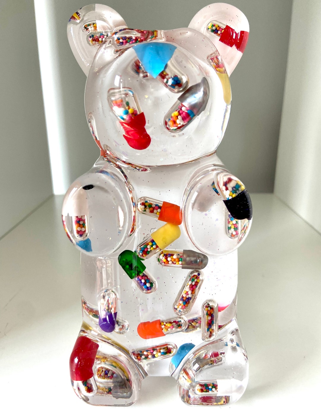 Giant Resin Gummy Bear Statue Happy Pills/rainbow Sprinkle Filled Pill ...