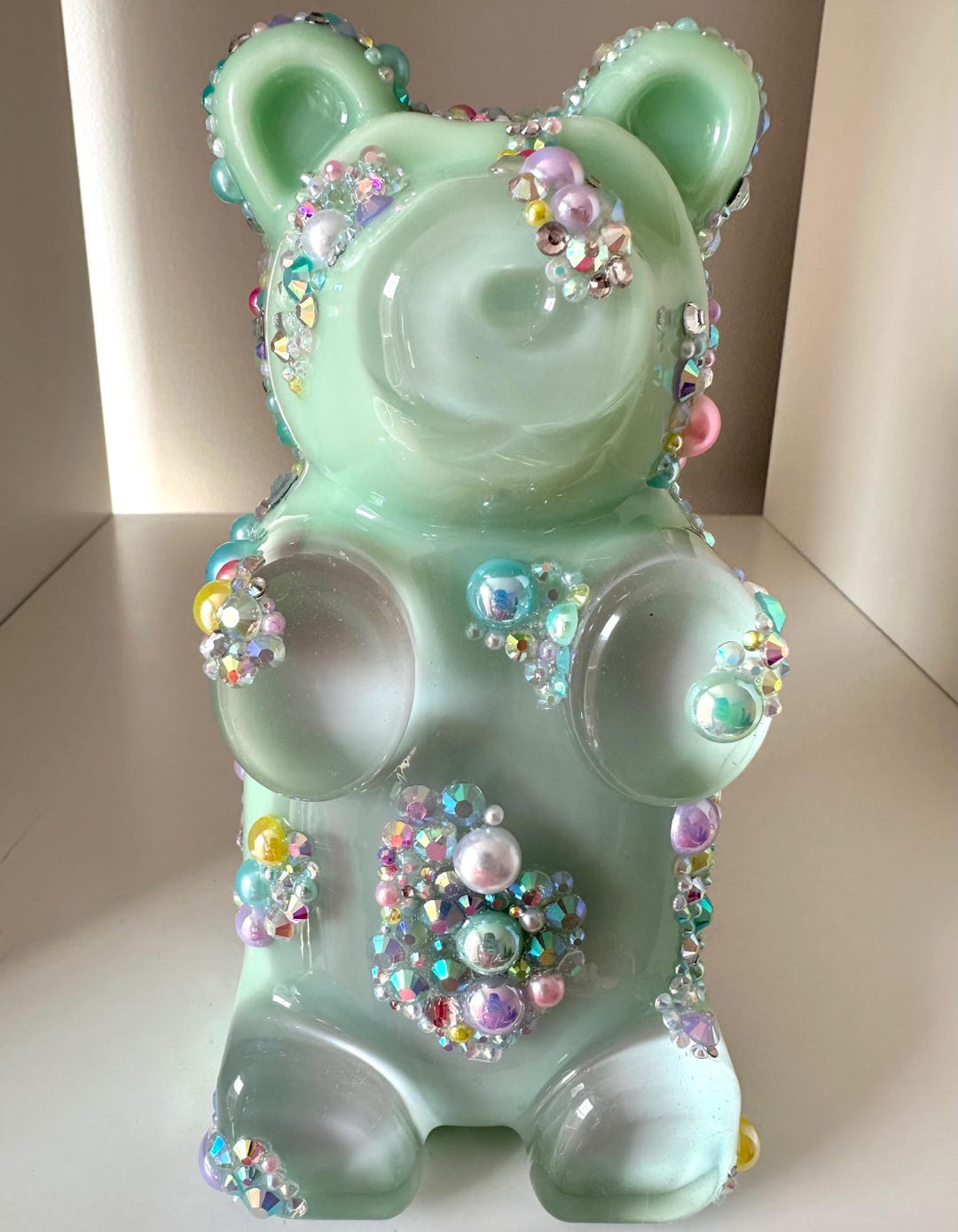 Giant Resin Gummy Bear Statue- Pastel Green, Rainbow Pearls,iridescent ...