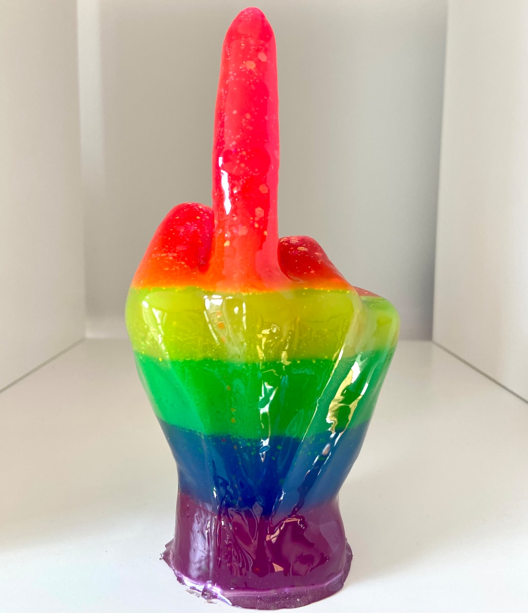 Resin Middle Finger Statue-neon Rainbow - Etsy