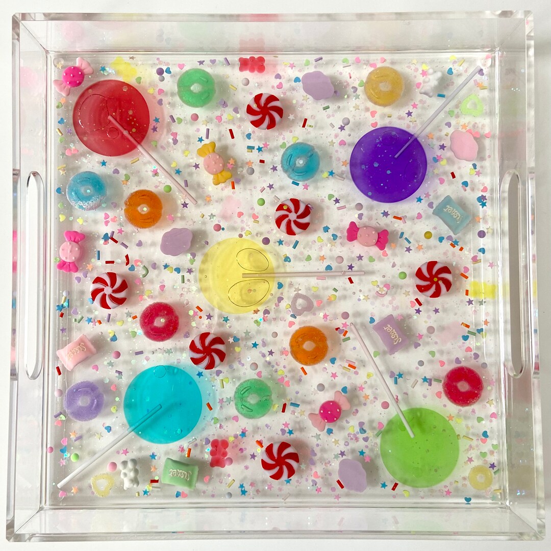 Clear Acrylic/resin Tray Candyland/ Iridescent Glitter - Etsy
