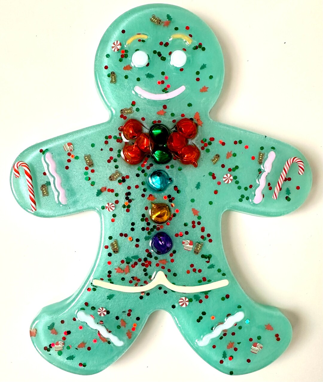 Resin Gingerbread Man Statue Shimmery Aqua - Etsy