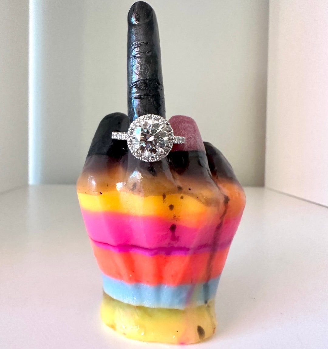 FU Resin Middle Finger Ring Holder Mixed Layers - Etsy