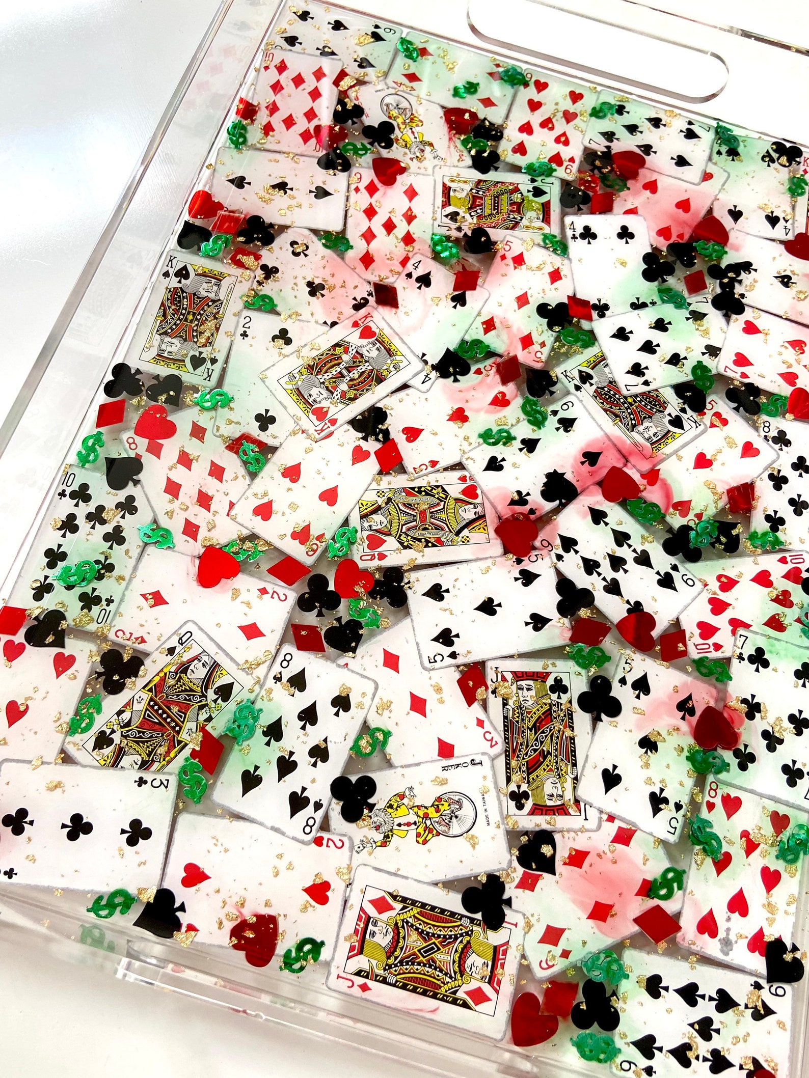 Clear Acrylic/resin Tray Playing Cards Confetti& Gold | Etsy